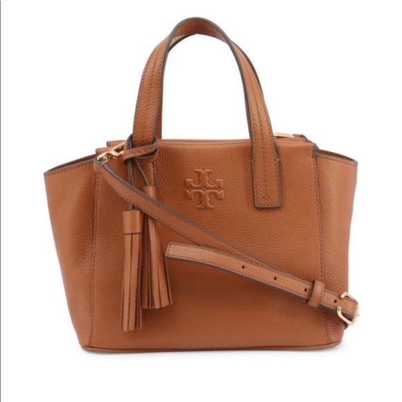 Tory Burch | Bags | Tory Burch Thea Mini Pebble Leather Slouchy Satchel Handbag Tan | Poshmark